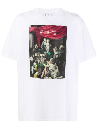 Off-white t-shirt Caravaggio oversize &agrave; imprim&eacute; photographique - Blanc