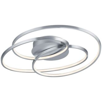 Trio Plafonnier LED salon anneau lumineux interrupteur argent DIMMER trio lumi&egrave;res 673916007