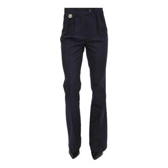 Fracomina Blaue Regular Hose Polyester Viskose Wolle - - Trousers - Damen - Blau - L