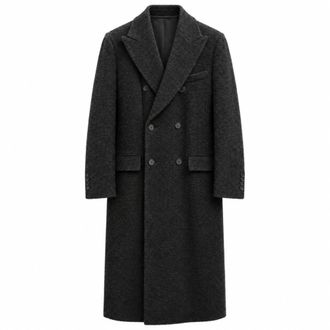 Dolce & Gabbana Doppelreihiger Boucl&eacute;-Mantel - - Coats - Herren - Schwarzk - XL
