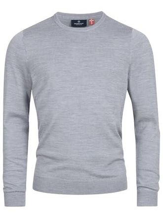 Kronstadt KSJohannes Pull en laine m&eacute;rinos Crew Knit pour homme 100 % laine m&eacute;rinos | Pull dhiver pour homme, Lt Grey Mix, M