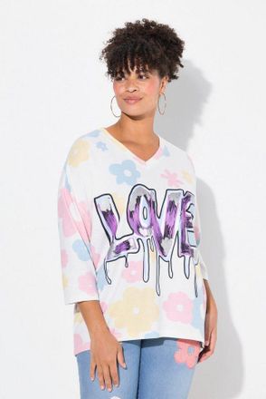 Miamoda Strickpullover Pullover oversized Blumen gl&auml;nzendes Statement