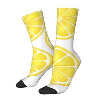 Generic Confortables Homme Chaussettes Citron Jaune Tranché Hommes Socquettes Classiques Chaussettes De Sports Pour Handball Courir Basketball 40Cm