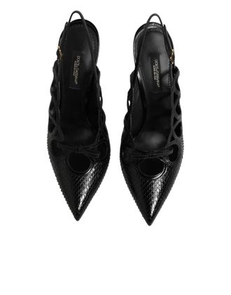 Dolce & Gabbana Womens Leather High Heels Slingback Shoes Black Moluro Python+21lf