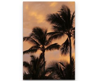Paul Sinus Art Leinwandbilder | Bilder Leinwand 90x60cm Palmen im Sonnenuntergang