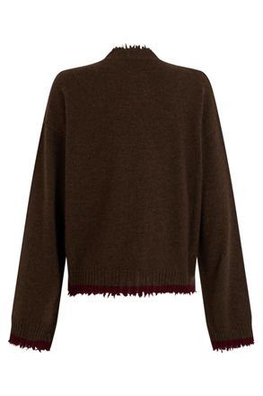 Uma Wang Distressed-Trim Cashmere Sweater - Brown