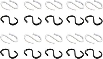 Heallily 20 Stück Mini Metall S-Förmige Kleiderbügel Haken für Puppenhaus Badzubehör (Schwarz Weiß)