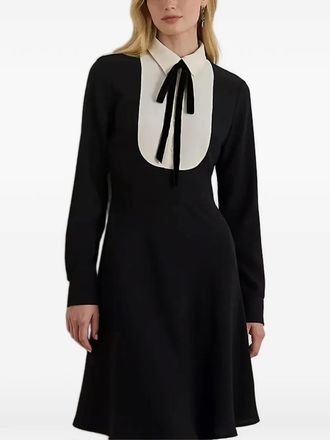 Lauren Ralph Lauren Georgette collared bow midi dress - Schwarz