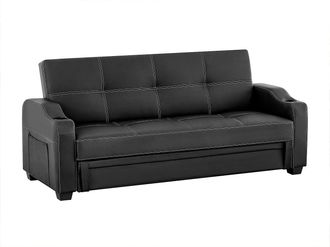 Vente-Unique Vente-Unique-Schlafsofa Klappsofa - Kunstleder - Schwarz - Mirella