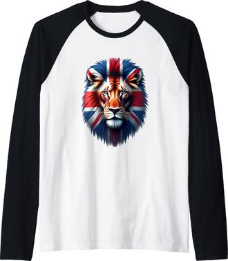 Mapanoli Design Britischer Löwengeist - UK-Flagge Wildlife Art Raglan