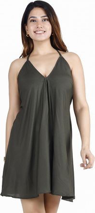 Guru Shop Minikleid Boho Chic, Wandelbares Minikleid, Top, Rock - Olivegrün, Damen, Synthetisch