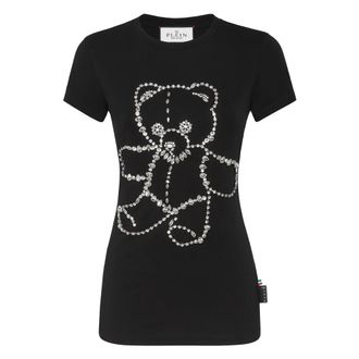 Philipp Plein Rundhals-T-Shirt Teddy Bear - - Tops - Damen - Schwarzk - XS