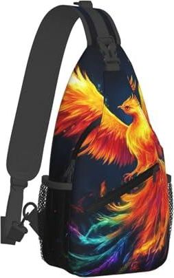 Generic L&eacute;ger Sacoche Port&eacute; &eacute;paule Art doiseau de flamme de feu cool Sacs &agrave; Bandouli&egrave;re Mode Sac &agrave; Poitrine pour Cyclisme &eacute;cole Randonn&eacute;e