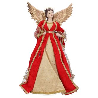 Gisela Graham Engel, Kunstharz und Stoff, 42 cm, Rot / goldfarben