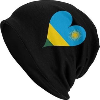 Generic Femme Homme Bonnets De Ski Drapeau du Rwanda Coeur Bonnet dhiver Classique Hiver Chapeaux Chaud Bonnet &Agrave; Revers pour Patinage Cyclisme Quotidien