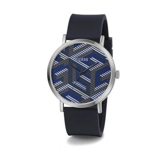 Guess Blaue und silberfarbene Bossed Uhr - - Accessories - Herren - Mehrfarbig - ONE SIZE