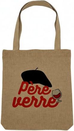 Fabulous Sac Shopping Tote Bag Aspect Lin - P&egrave;re Verre Vin Humour Alcool - Sac de Courses Toile Epaisse 360g Beige Naturel Cabas Port&eacute; Epaule Solide Imprim&eacute; en