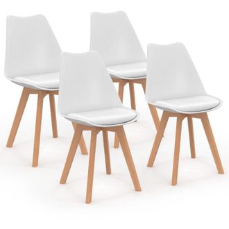 IDMarket Idmarket - Lot de 4 chaises scandinaves sara blanches pour salle à manger