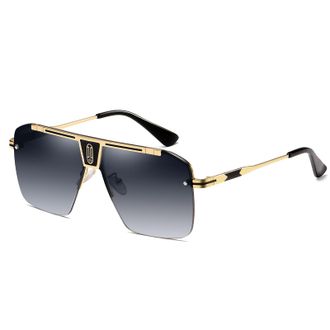 SHEEN KELLY Retro Übergroße Sonnenbrille für Männer und Frauen - Square Rimless Flat Top Vintage