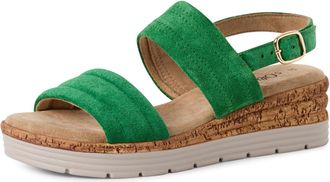 s.Oliver Damen Sandalen mit Keilabsatz aus Leder Sommer, Metallisch (Green), 40 EU