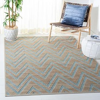 Safavieh Traditionell Teppich für Wohnzimmer, Esszimmer, Schlafzimmer - Paradise Collection, Kurzer Flor, Stein und Aqua, 160 X 229 cm