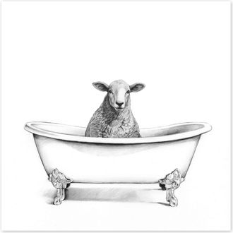 Posterlounge Schaf in der Wanne Poster von Victoria Borges 30 x 30 cm Wandbilder Wanddeko