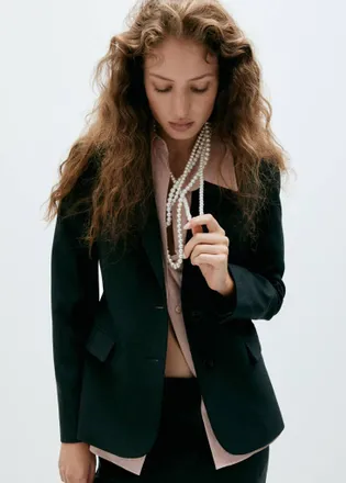 Mango Collier combin&eacute; perles blanc - Femme - Taille unique - MANGO