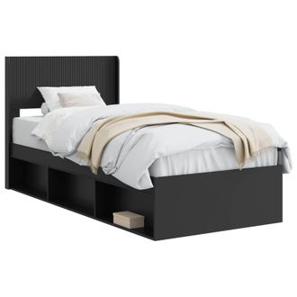 vidaXL Struttura Del Letto Con Stoccaggio E Testata Nero 100 X 200 Cm Vidaxl