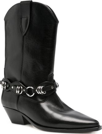 Isabel Marant Ring-Embellished Leather Boots - Black