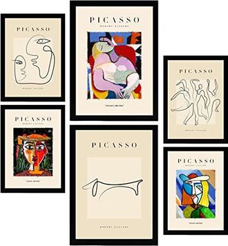 Nacnic Ensemble de 6 affiches &agrave; lencre noire. Femmes. Estampes de fauvisme et de surr&eacute;alisme pour lam&eacute;nagement int&eacute;rieur et la d&eacute;coration A3 et A4, cadres no