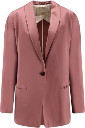 Alysi Femme, Vestes, Rose, Taille: 38 FR Blazer &agrave; un Bouton et Revers Ch&acirc;le