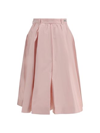 Prada Womens Long Silk Skirt Alabastro
