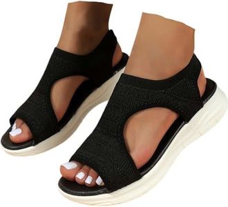 Generic Sandales orthop&eacute;diques larges pour femme avec soutien de la vo&ucirc;te plantaire - Sandales compens&eacute;es &agrave; ressort pour fasciite plantaire - Chaussures de ma