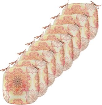 Abakuhaus Red Mandala Polster f&uuml;r Esszimmerst&uuml;hle, Bl&uuml;ten-Blumen, Dekoratives wasserfestes Kissen mit Riemen f&uuml;r K&uuml;chensitze, 40 cm x 40 cm-8er Pack, Burgundy G