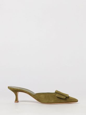 Manolo Blahnik Maysale Mules aus Veloursleder mit Schnalle und mittlerem Absatz