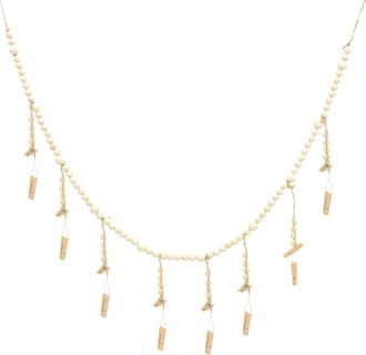 Lurrose Wall Foto Organizer mit Clips Holzperlen fotogirlande H&auml;ngende Bilderaufbewahrung Einfacher Wandbilderhalter f&uuml;r Fotos Karten und Kinderkunst Dekorati