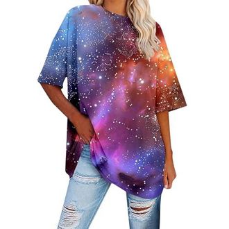 Generic Costume de galaxie pour femme - T-shirt galaxie - Imprim&eacute; graphique - Univers - Ciel &eacute;toil&eacute; - Espace - Carnaval - T-shirt &agrave; manches courtes - Costume 