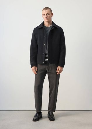 Mango Veste laine m&eacute;lang&eacute;e poches gris chin&eacute; fonc&eacute; - Homme - XL - MANGO MAN