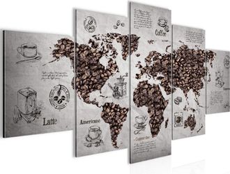 Runa Art Bilder Küche Kaffee 200 x 100 cm 5 Teilig XXL Wanddekoration Design Grau Silber 037951c