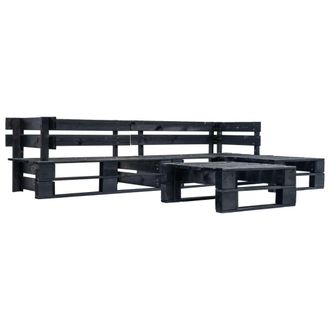 vidaXL Vidaxl Divani Da Giardino Su Pallet 4 Pz Neri In Legno