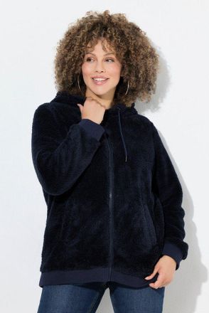 Ulla Popken Sweatjacke Teddy-Jacke Kapuze Langarm weicher Teddypl&uuml;sch