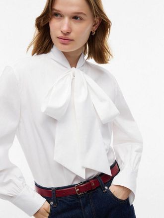 Tommy Hilfiger Langarmbluse POPLIN BOW TIE LS SHIRT Baumwolle