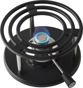 Kisag Rechaud BLACK CAST &Oslash;20&times;11 cm mit Sicherheitsgasbrenner 1,1 kW, St&ouml;vchen Gusseisen & Edelstahl f&uuml;r Fondue, Flamme stufenlos regulierbar, leicht zu rein