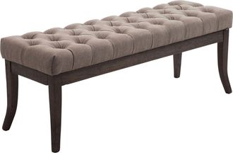 Clp Sitzbank Ramses mit hochwertiger Polsterung und Stoffbezug I Bank mit antik-dunklen Holzbeinen I Holzbank mit Einer Sitzhöhe von: 46 cm, Farbe:Taupe, 