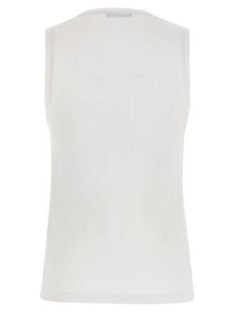 Balmain Womens White Cotton Tank Tops