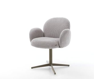 DELIFE Drehstuhl Nube-Flex mit Armlehnen Cord Silbergrau Fu&szlig;kreuz Effektfinish Titan 360&deg; drehbar Taschenfederkern, Esszimmerst&uuml;hle