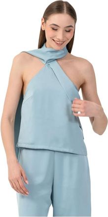 Kocca Femme, Tops, Bleu, Taille: 42 FR Haut &eacute;l&eacute;gant &agrave; nouer au cou, parfait pour les f&ecirc;tes