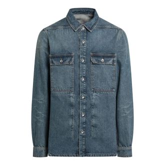 Rick Owens Homme, Chemises, Bleu, Taille: M Veste en Jean