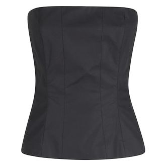 Federica Tosi Femme, Tops, Noir, Taille: 34 FR Top Bustier en Popeline