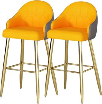 Generic Set mit 2 Barhockern, Sitzfl&auml;che mit Fu&szlig;st&uuml;tze und R&uuml;ckenlehne, Lederpolsterung, Metallbeine/48 x 47 x 94 cm